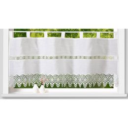 Weckbrodt-Gardinen Scheibengardine &raquo;Tamino&laquo; Schlaufen 1 Stk. tlg. Bistro, Gardine, blickdicht, H&auml;kelborte u.Bord&uuml;re, HxB 45x120cm, Store beige Polyester 45cm, Schlaufen,