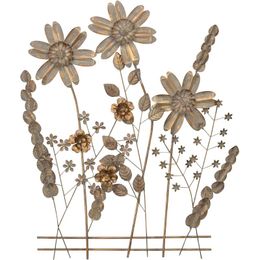 HOFMANN LIVING AND MORE Wanddekoobjekt &raquo;Wanddekoration&laquo; aus Metall, Blumenwiese gold Metall B/H/T: 80cm x 88cm x 5cm