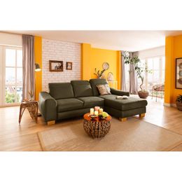 Home Affaire Ecksofa &raquo;Dundee L-Form&laquo; wahlweise mit Kopfteilverstellung und zus&auml;tzlich mit Schlaffunktion gr&uuml;n Luxus-Microfaser Florence (100% 