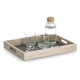 zeller Tablett mit Aufdruck ''Bon Appetit'', 2 Griffl&ouml;cher grau MDF B/L: 30cm x 40cm