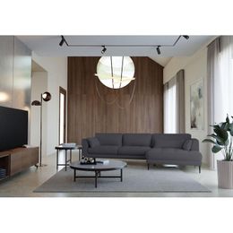 Trendmanufaktur Ecksofa &raquo;Luzi, wahlweise mit Schlaffunktion & Bettkasten., L-Form&laquo; Designsofa mit tollem Sitzkomfort, Metallf&uuml;&szlig;e schwarz, Breite 280 