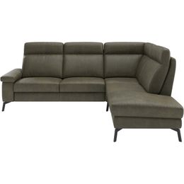 Home Affaire Ecksofa &raquo;Nalani, optionaler Sitzauszug, Breite: 252 cm&laquo; Komfortabler Federkernsitz, gro&szlig;z&uuml;gige Ecke, klappbare Armlehne 100% Leder B/H/T: