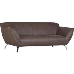 GUTMANN FACTORY 2-Sitzer &raquo;Venezuela&laquo; grau Leder B/H/T: 205cm x 83cm x 100cm, Semi-Anilin-Leder