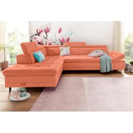 Sit & More Ecksofa SIT & MORE, B:275cm H:89cm T:217cm, orange, Kunstleder SOFTLUX;Luxus-Microfaser ALTARA NUBUCK (100% Polyester);Struktur (100% Polyester),