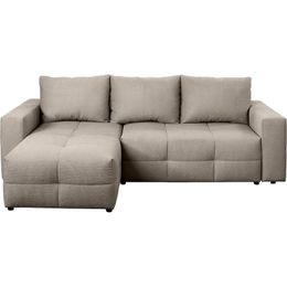 exxpo - sofa fashion Ecksofa Praktische Funktionsecke mit Federkern, Bettfunktion und Stauraum beige B/H/T: 261cm x 95cm x 158cm, Flachgewebe, 