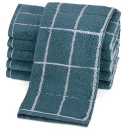 Ross Gaestehandtuecher &raquo;&Uuml;berkaro 9032&laquo; 100% Baumwolle, made in Germany blau Frottier, Frottier B/L: 30cmx50cm, 6 Stk., Karo Streifen, 6 