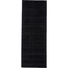 CarpetFine Teppich &raquo;Ava Viskoseteppich&laquo; rechteckig 13 mm H&ouml;he Seidenoptik, leichter Glanz, auch als L&auml;ufer erh&auml;ltlich schwarz Viskose B : 80cm 1 Stk.,