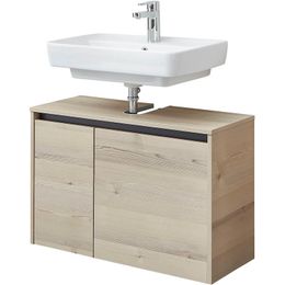 Waschbeckenunterschrank &raquo;Quickset 393&laquo; beige Holzwerkstoff Polar Pinie quer Nachbildung, B/H/T: 80cm x 53cm x 33cm, T&uuml;ren: 2 Stk.