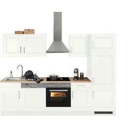 K&uuml;chenzeile KOCHSTATION, B:280cm T:60cm, wei&szlig;, Komplettk&uuml;chen-Sets, "KS-Stockholm &ndash; K&uuml;che mit hochwertiger und detailreicher Landhausfront", Breite