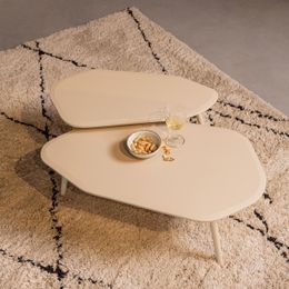 Beistelltisch Woood, B:90cm H:40cm T:50cm, beige, Wohnzimmer, Tische, "Davina von MDF mit organischer Tischplatte B 90 x T 50 x H 40 cm", 2er-Set,