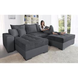 Collection AB Ecksofa &raquo;Josy L-Form, B: 214 cm in Cord, Cord-Mix&laquo; Schlaffunktion, Bettkasten & 2 Zierkissen, Federkern grau 100% Polyester B/H/T: 214cm