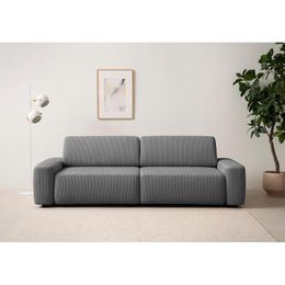 Home Affaire 3-Sitzer &raquo;TORGE (257cm), Sofa,Schlafsofa in Cord, Samtvelours, Struktur fein&laquo; rundes Design, Schlaffunktion u. Bettkasten, Liegefl&auml;che: 