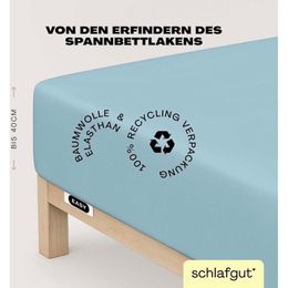 Schlafgut Spannbettlaken &raquo;EASY Jersey Elasthan Boxspring&laquo; MADE IN GREEN by OEKO-TEX blau Jersey, Obermaterial: 95% Baumwolle, 5% Elasthan 1 Stk., Jersey, 120-