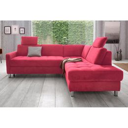 Sit & More sit&more Ecksofa &raquo;Pablo L-Form&laquo; wahlweise mit Schlaffunktion rot Struktur fein (100% Polyester);Struktur (100% Polyester) B/H/T: 233cm x 78cm x 196cm,