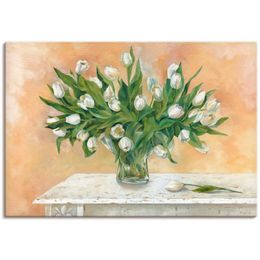 Artland Leinwandbild &raquo;Wei&szlig;e Tulpen II&laquo; Blumen 1 Stk. tlg. auf Holzrahmen gespannt beige Leinwand B/H/T: 100cm x 70cm, Leinwandbild Blumen Querformat, 1 Stk.