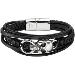 Bruno Banani Lederarmband &raquo;Schmuck&laquo; schwarz 21cm, Edelstahl Leder