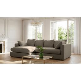 OTTO home Ecksofa &raquo;Coray&laquo; Breite 266 cm, extra weich und kuschelig, mit Federn und Daunen braun 100% Polyester B/H/T: 266cm x 80cm x 153cm, Boucl&eacute;, 