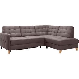 exxpo - sofa fashion Ecksofa &raquo;Elio, kompakt & bequem, zeitloses Design, Breite 228cm, L-Form&laquo; wahlweise mit Bettfunktion und Bettkasten braun B/H/T: 