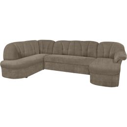 DOMO collection Wohnlandschaft &raquo;Pegnitz, zeitlos&modern, elegante R&uuml;ckensteppung, Breite 292cm, U-Form&laquo; wahlweise mit Bettfunktion braun 95% Polyester