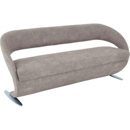 K+w Komfort & Wohnen K+W Komfort & Wohnen Essbank &raquo;Wave, Polsterbank&laquo; in geschwungener Optik mit Metallkufe grau Bronco: Nappaleder pigmentiert, Dickleder, 1, 3/1, 5mm, 