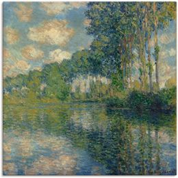 Artland Leinwandbild &raquo;Pappeln an der Epte.&laquo; Gew&auml;sser 1 Stk. tlg. auf Holzrahmen gespannt blau Leinwand B/H/T: 30cm x 30cm, Leinwandbild Gew&auml;sser quadratisch, 