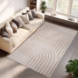 Ayyildiz Teppiche Teppich &raquo;POMPEI 1611, auch als L&auml;ufer&laquo; rechteckig 12 mm H&ouml;he weiche pflegeleichte Oberfl&auml;che, Hoch-Tief-Struktur, Kurzflor beige Microfaser B : 240cm 