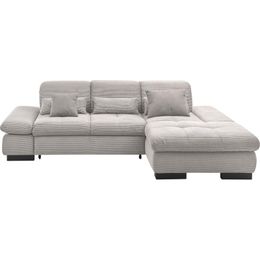 set one by Musterring Ecksofa &raquo;SO4100 V&laquo; mit verstellbaren Kopfteilen, wahlweise mit Funktionen, Cord-Bezug grau 100% Polyester B/H/T: 284cm x 80cm x 