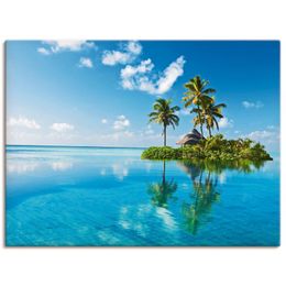 Artland Leinwandbild &raquo;Tropisches Paradies - Insel Palmen Meer&laquo; Amerika 1 Stk. tlg. auf Holzrahmen gespannt blau B/H/T: 120cm x 90cm, Leinwandbild Amerika 