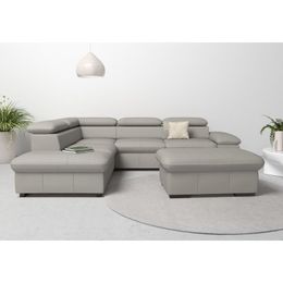 OTTO home Ecksofa &raquo;Alberto L-Form&laquo; mit Kopfteilverstellung, wahlweise mit Schlaffunktion grau Luxus-Microfaser Lederoptik (100% Polyester);Luxus-