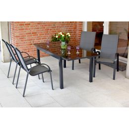 Merxx Garten-Essgruppe &raquo;Amalfi&laquo; 5 Stk. tlg. silber Aluminium, Polyester Polyester