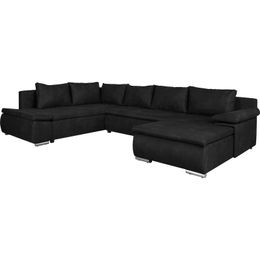 Home Affaire Wohnlandschaft &raquo;Acra U-Form&laquo; mit Bettfunktion und Bettkasten, in Mattenoptik grau 100% Polyester B/H/T: 325cm x 83cm x 229cm, Luxus-