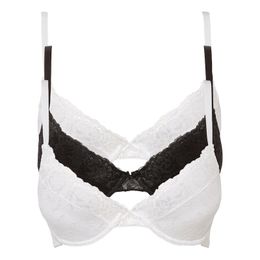 bonprix Push-up-BH &raquo;Push-up-BH mit feiner Spitze (3er Pack)&laquo; Packung, 3er, 3 leicht wattierte Cups, mit feinem Allover-Spitze, mit Baumwollfutter 