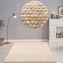 Theko Wollteppich &raquo;Alpen&laquo; rechteckig 12 mm H&ouml;he handgewebter Wendeteppich, meliert, reine Wolle, Wohnzimmer beige Schurwolle B : 120cm 1 Stk., 12mm, L