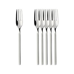 Villeroy & Boch VILLEROY & BOCH Tafelgabel "Kuchengabel NewWave 15,5 cm 6er Set edelstahl", 6, silber, Essgabeln, Sp&uuml;lmaschinenfest