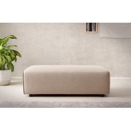 Hocker, B:130cm H:44cm T:62cm, beige, LeGer Home by Lena Gercke, 100% Polyester, Wohnzimmer, Hocker, "PIARA,Leinenoptik, Polsterhocker mit