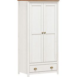 M&ouml;bilia Kleiderschrank &raquo;Salgen&laquo; im Landhaus-Stil braun Massivholz Wei&szlig;, B/H/T: 91cm x 185cm x 54cm, Schubladen: 1 Stk. T&uuml;ren: 2 Stk. 2 T&uuml;ren, 1 Schublade