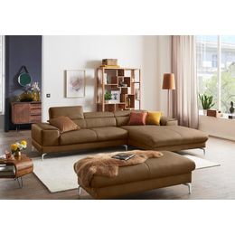 W.Schillig Polsterhocker &raquo;piedroo&laquo; F&uuml;&szlig;e in Chrom gl&auml;nzend braun Longlife Xtra-Leder Z69: Das feinnarbige, gedeckte Softleder Z69 besticht durch seine 