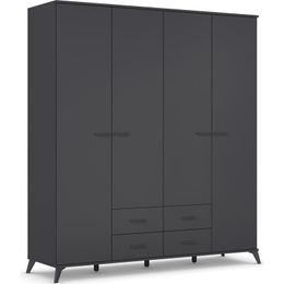 Rauch Dreht&uuml;renschrank &raquo;Lucena&laquo; mit schr&auml;g ausgestellten F&uuml;&szlig;en im Monochrom-Stil grau Holzwerkstoff B/H/T: 185cm x 203cm x 54cm