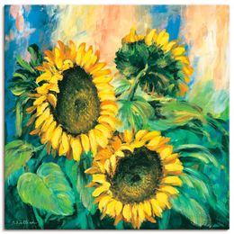 Artland Leinwandbild &raquo;Sonnenblumen II&laquo; Blumen 1 Stk. tlg. auf Holzrahmen gespannt gelb Leinwand B/H/T: 70cm x 70cm, Leinwandbild Blumen quadratisch, 1 Stk.
