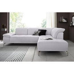 OTTO home Ecksofa &raquo;Caluna&laquo; Inkl.Sitztiefenverstellung, wahlweise mit Kopf- und Armteilverstellung silber Luxus-Microfaser Vintageoptik (100% Polyester
