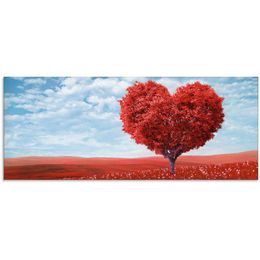 Artland Glasbild &raquo;Baum in Form eines Herzens&laquo; Herzen 1 Stk. tlg. in verschiedenen Gr&ouml;&szlig;en rot B/H/T: 125cm x 50cm, Glasbild Herzen, 1 Stk.