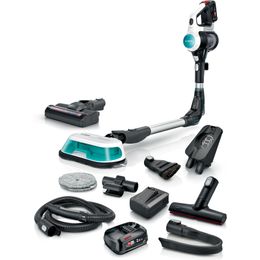 Bosch Akku-Stielstaubsauger "BSS712XHYG", B:25,2cm H:130cm T:20,4cm, wei&szlig;, Akkusauger, HEPA Filter, rotierende Wischpads, 2 Akkus, Schnellladeger&auml;t