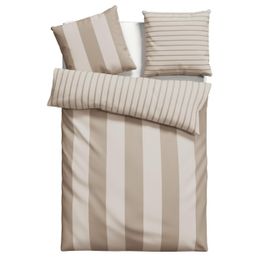 OTTO home Bettw&auml;sche &raquo;Sari in verschiedenen Qualit&auml;ten&laquo; 3 Stk. ab Gr. 135x200 cm, Wendedesign, moderne Bettw&auml;sche mit Streifen beige Flanell, 