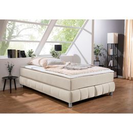 Home Affaire Boxspringbett &raquo;Salo&laquo; Ohne Kopfteil, inkl. Topper, auch in &Uuml;berl&auml;nge 220 cm beige Samtoptik, Liegefl&auml;che B/L: 140cm x 200cm, Gewicht bis: 