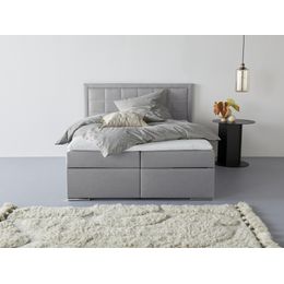 Boxbett Collection AB, B:153cm L:206cm, grau, Holzwerkstoff, Komplettbetten, ""Athena" wahlweise mit Bettkasten", inkl. Topper bei Ausf&uuml;hrung mit