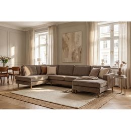 OTTO home Wohnlandschaft &raquo;Pinto Skandi, 350 cm, U-Form, XXL, mit Ottomanen&laquo; mit Keder, Massivholzf&uuml;&szlig;e Eiche ger&auml;uchert, Wellenunterfederung 100% 