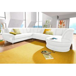 Wohnlandschaft Trendmanufaktur, B:320cm H:85cm T:94cm, wei&szlig;, Softlux-Kunstleder;Primabelle-Microfaser;NaturLeder (handschuhweiches Rindsleder in Sitz
