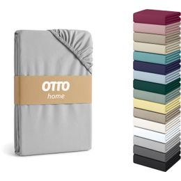 Spannbettlaken OTTO HOME, B:160cm L:200cm, grau, Jersey-Elasthan, Obermaterial: 96% Baumwolle, 4% Elasthan, Bettlaken, "Physalis Topper COMFORT", bis