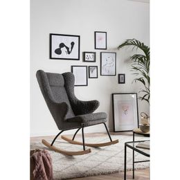 Salesfever Schaukelsessel &raquo;Komfortabler Schaukelstuhl zum Entspannen&laquo; Bezug in Teddyfell-Optik grau Teddyfell (100% Polyester), Metall, Holz Stoff, 
