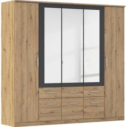 Rauch Kleiderschrank &raquo;Dreht&uuml;renschrank Schrank Garderobe BURANO&laquo; mit Schubladen und Spiegelumrandung in Farbabsetzung MADE IN GERMANY grau 